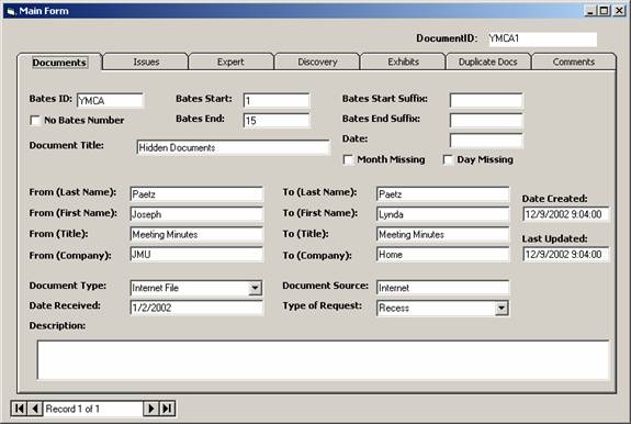 Visual Basic Front End Information